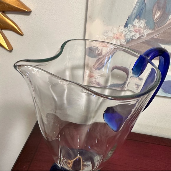 Vintage | Dining | Romania Crystal Clear Cobalt Blue Large Tall Pitcher ...